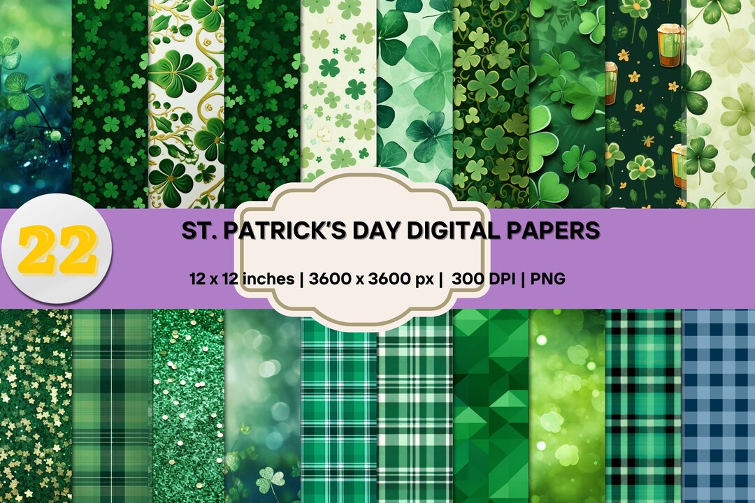 St. Patrick's Day Digital Papers, Color Papers, Planner Paper ...