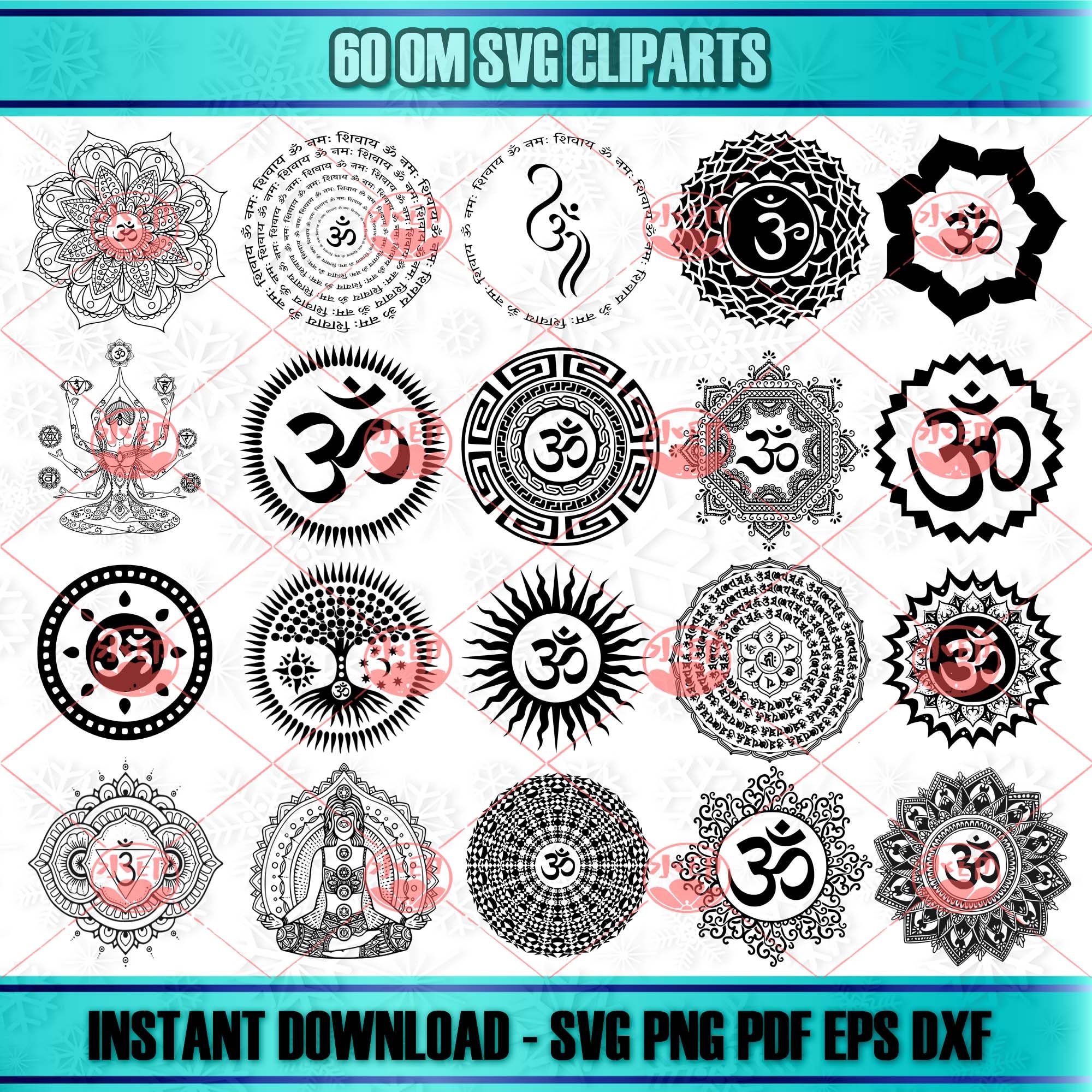 Om Svg Bundle, 60 Designs, Mandala Svg, Aum Svg, Mantra Svg, Yoga Svg ...