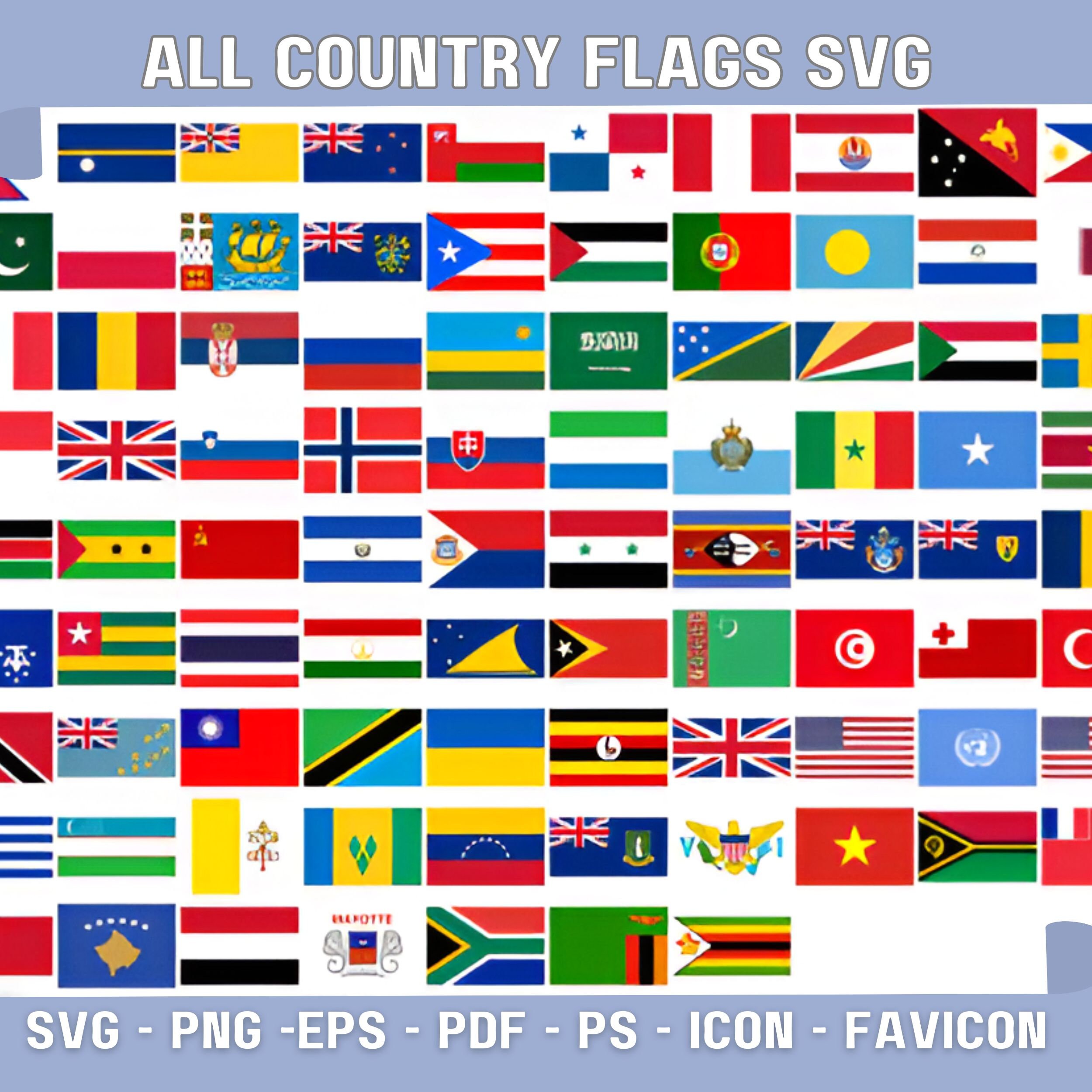 280+ World Country Flags SVG Bundle (digital Download) - Etsy