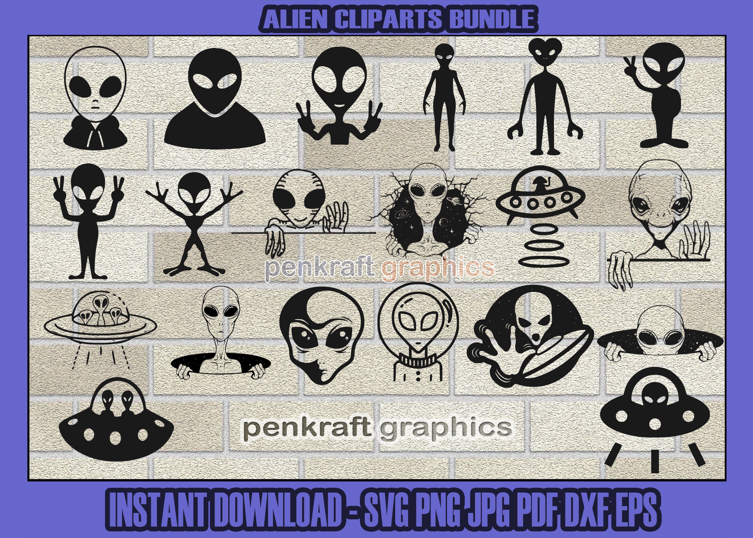Alien Svg Bundle, Alien UFO, Alien Ship, Alien Abduction, Alien Vector ...