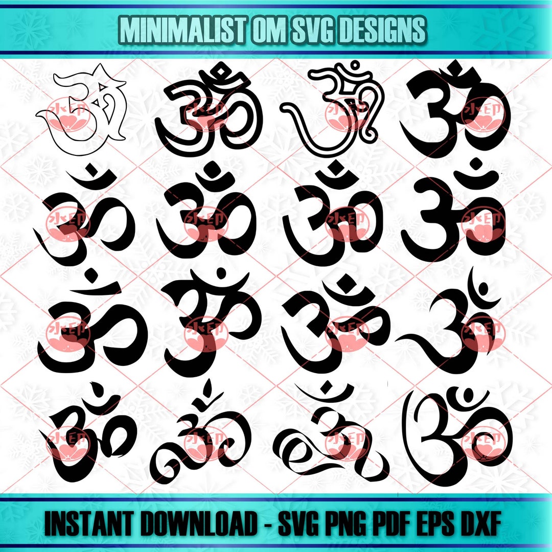Minimalist Om Svg Bundle, 15 Designs, Simple Om Svg, Aum Svg, Mantra ...