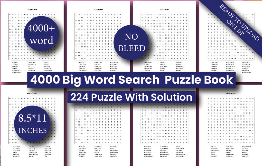 Big Word Search Puzzle Bundle, 224 Puzzles, 4000 Words, Solutions ...