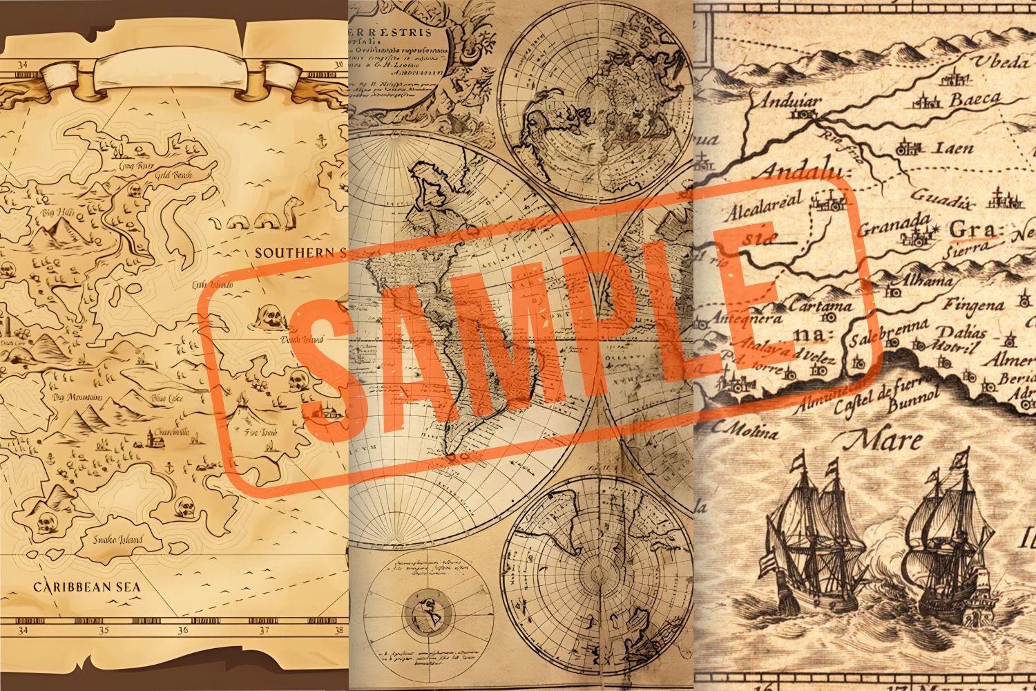 Old Maps Digital Papers, Old Maps Background, Old World Maps, Vintage ...