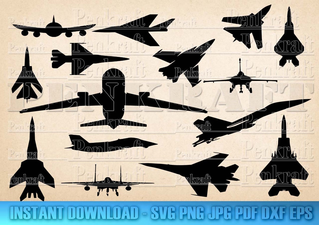 15 Fighter Plane Silhouette Svg Bundle Jet Plane Clipart - Etsy Canada
