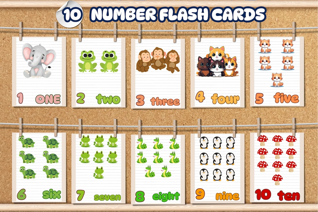 Number Flash Cards for Kids, 1 to 10 Counting Cards, Preschool Cards ...