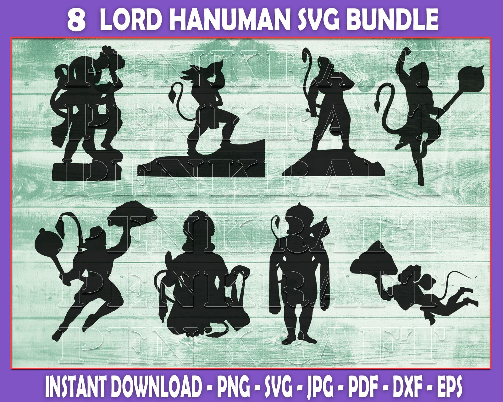 Lord Hanuman Svg Bundle, Hanuman Svg, Hindu Monkey God, Indian God ...