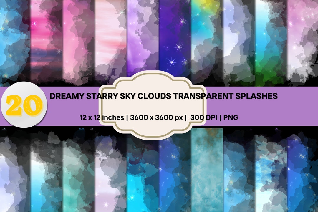 Starry Sky Clouds Paper: Rainbow Grunge Scrapbook Paper (digital ...