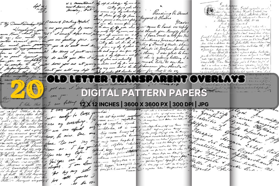 Old Letter Transparent Overlays, Color Papers, Planner Paper, Scrapbook ...