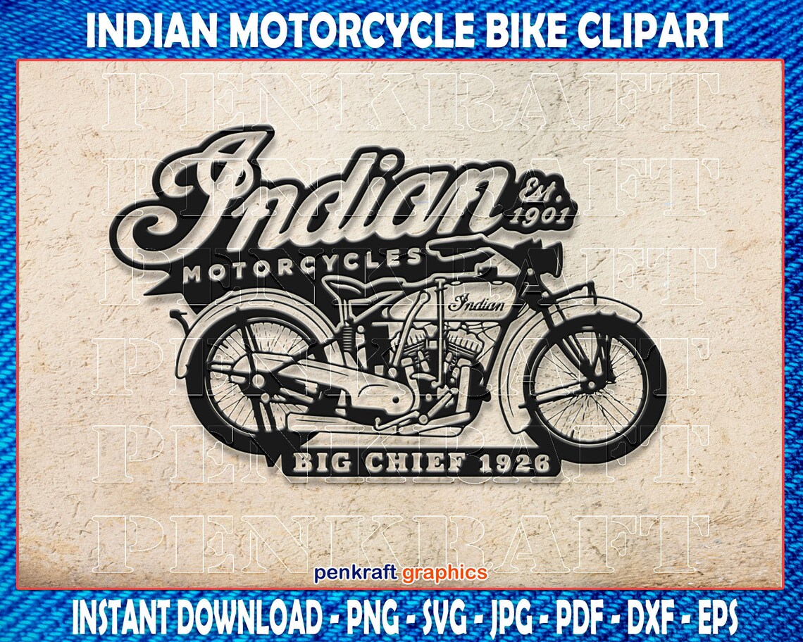 Indian Motorcycle Big Chief Bike Svg, Big Chief 1926 Model Svg, Indian ...