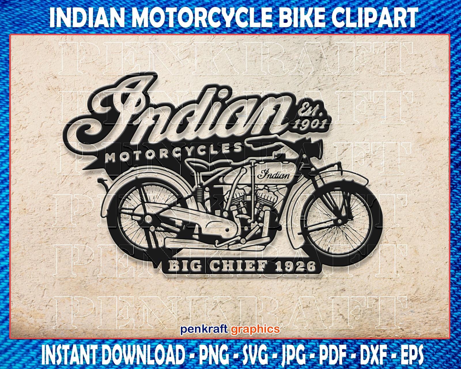 Indian Motorcycle Big Chief Bike Svg, Big Chief 1926 Model Svg, Indian ...