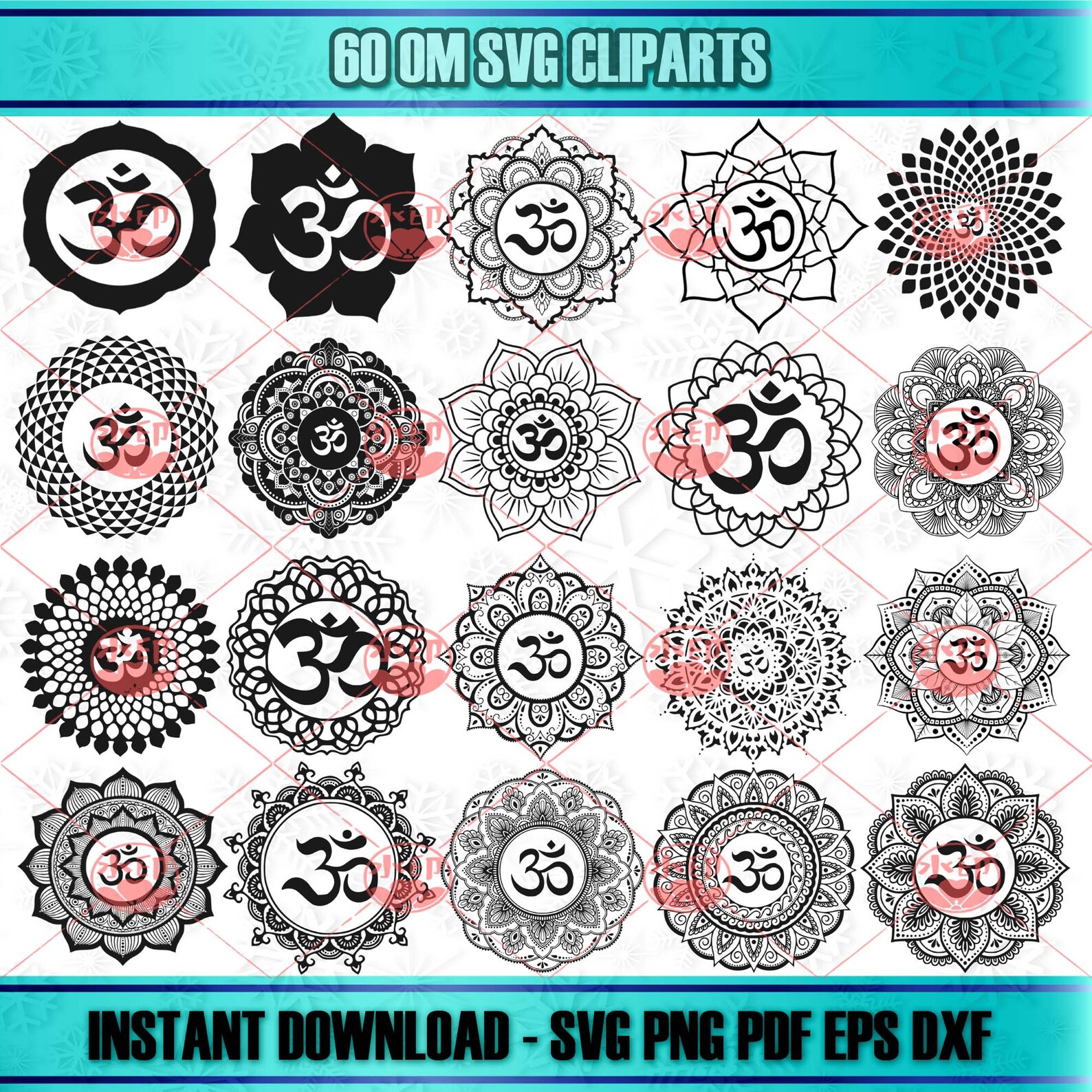 Om Svg Bundle, 60 Designs, Mandala Svg, Aum Svg, Mantra Svg, Yoga Svg ...