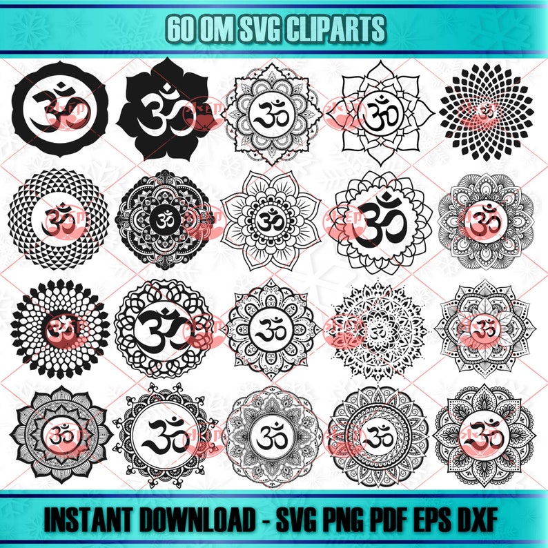 Om Svg Bundle, 60 Designs, Mandala Svg, Aum Svg, Mantra Svg, Yoga Svg ...
