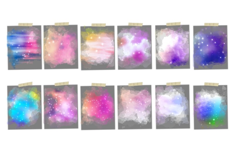 Starry Sky Clouds Paper: Rainbow Grunge Scrapbook Paper (digital ...