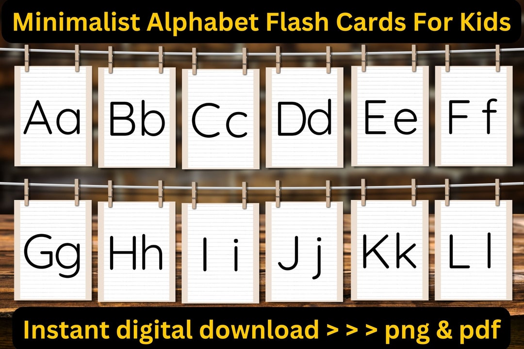 Simple Alphabet Flash Cards, Simple ABC Flash Cards, A to Z Cards ...
