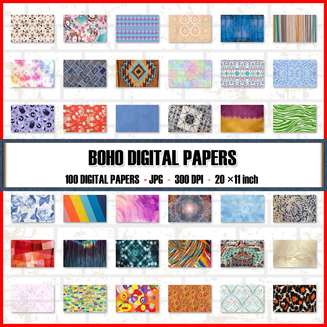 100 Boho Digital Papers, Boho Pattern Papers, Boho Design Papers, Boho ...