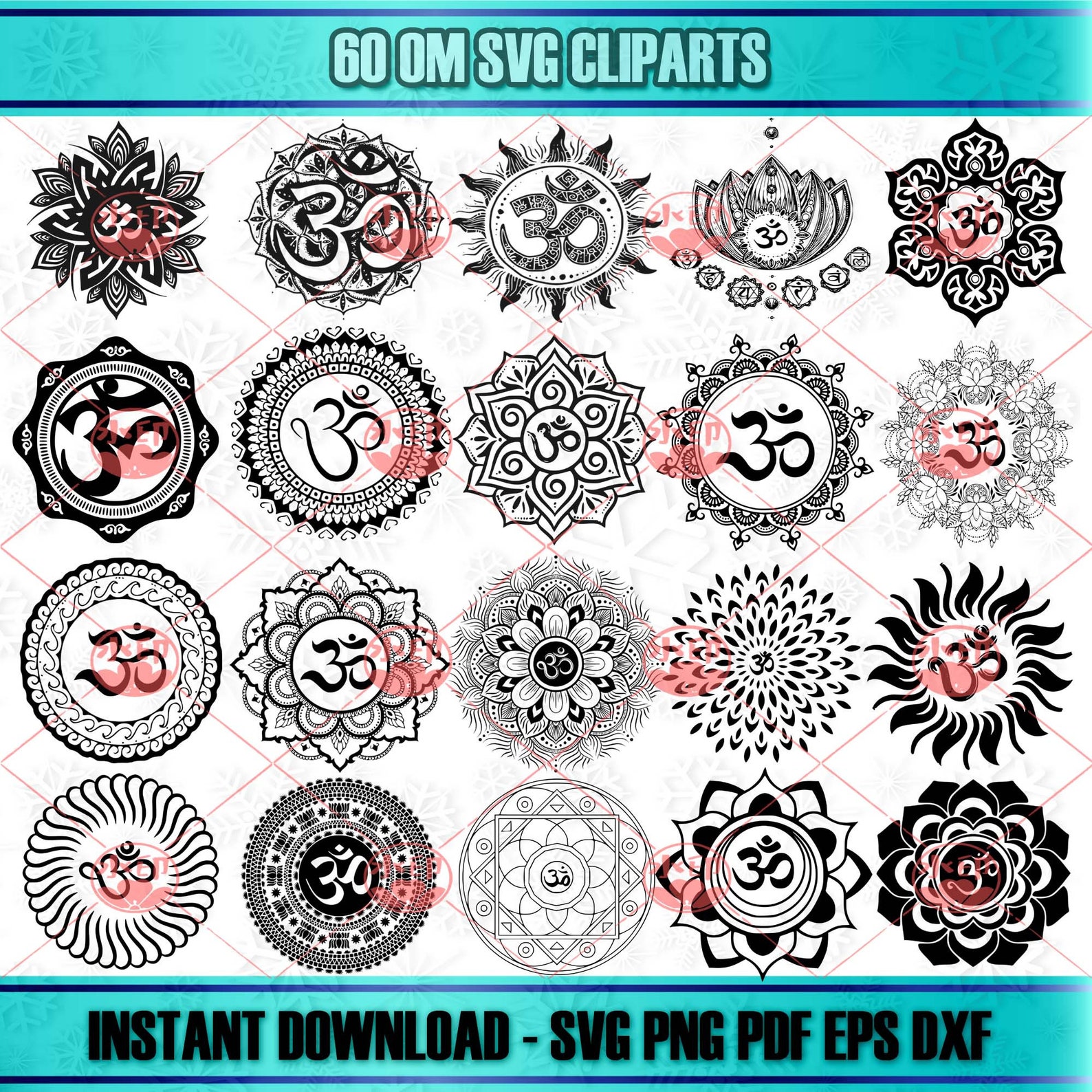 Om Svg Bundle, 60 Designs, Mandala Svg, Aum Svg, Mantra Svg, Yoga Svg ...