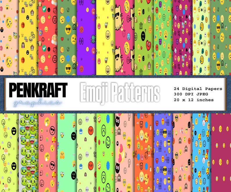 Emoji Digital Paper, Emoticon Scrapbook Papers, Emoji Faces Wallpaper ...
