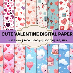 Cute Valentine Day Digital Papers, Valentine Day Backgrounds, Valentine ...