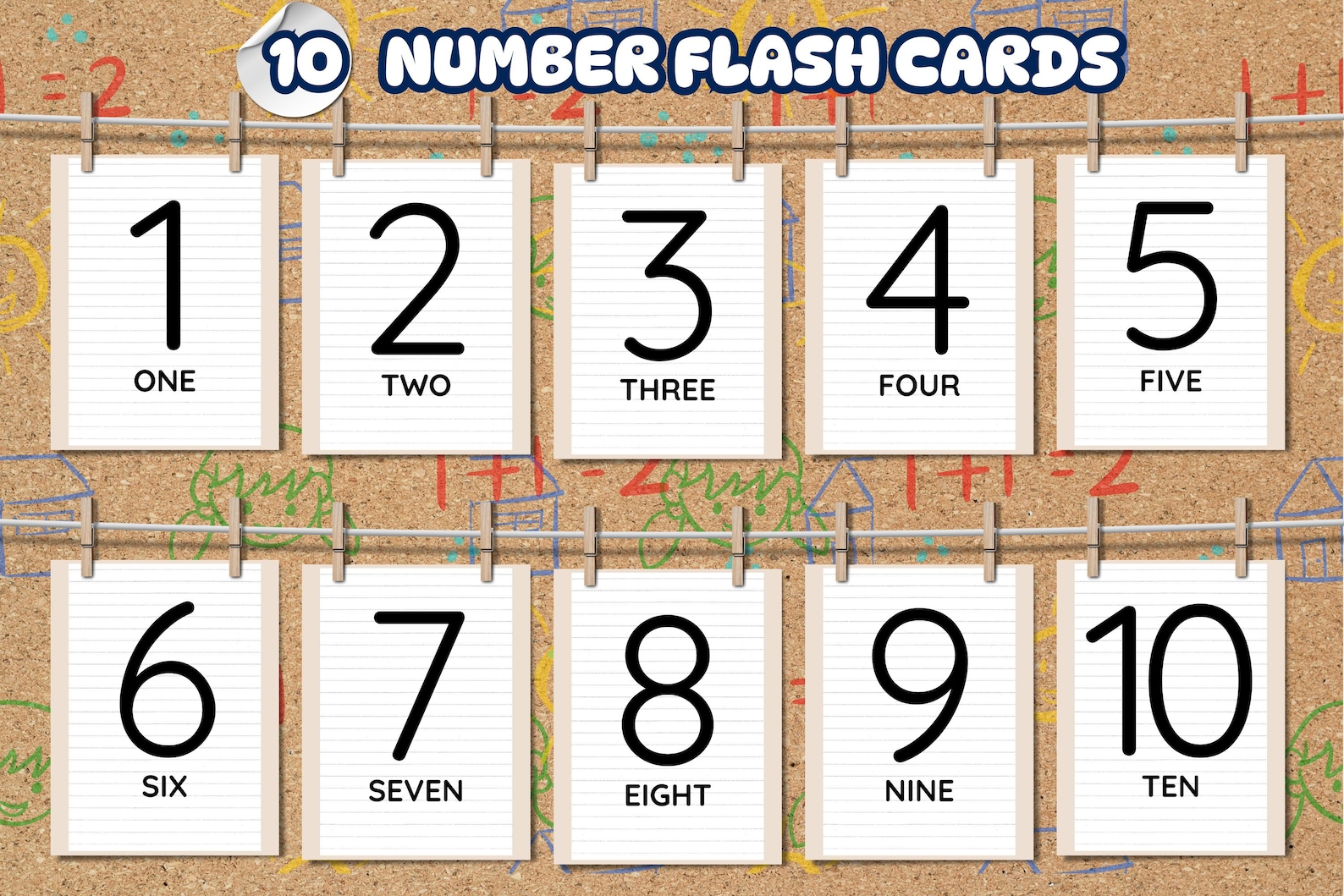 Number Flash Cards 1-10: Preschool Educational Cards (digital Download ...