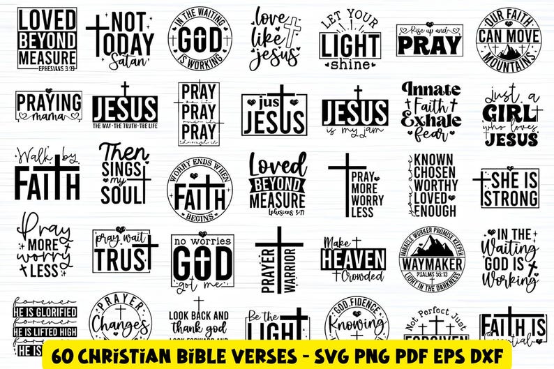 60 Christian Bible Verse Svg Bundle | Christian Quotes Svg | Christian ...