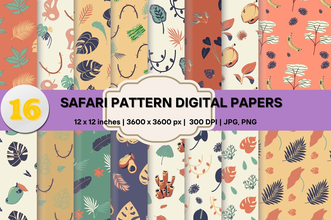 Safari Animal Print Digital Paper: Jungle Backgrounds (PNG, JPG) - Etsy