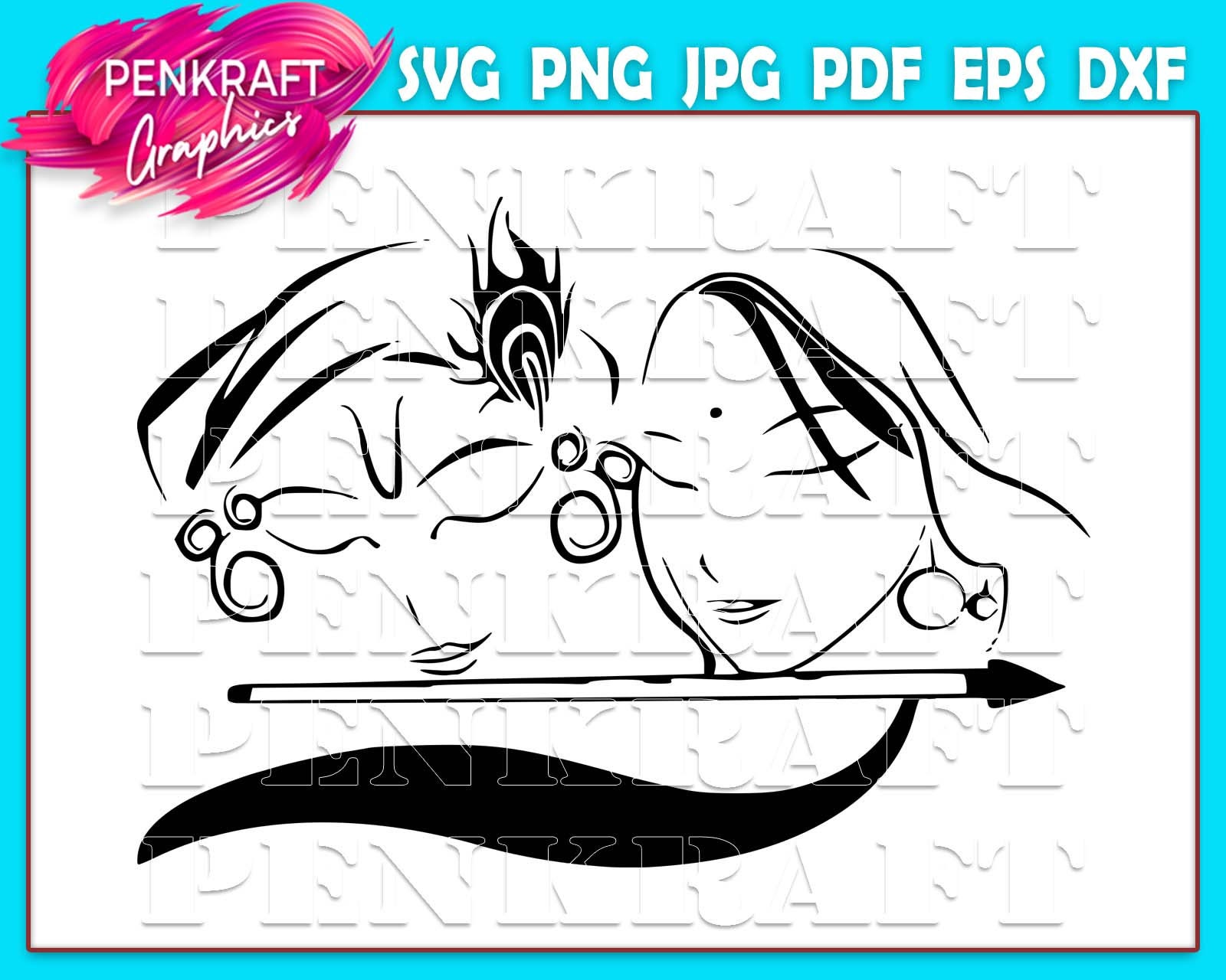 Radha Krishna Svg Indian Devotional Spritual Couple Well - Etsy