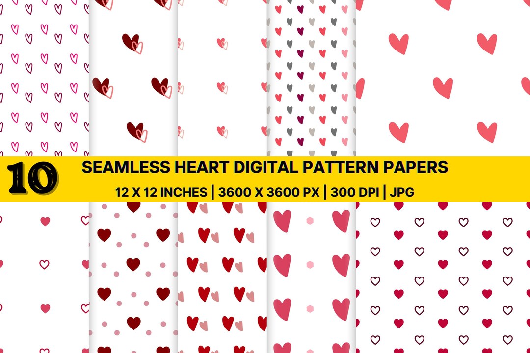 Heart Seamless Pattern: Digital Scrapbook Paper (digital Download) - Etsy
