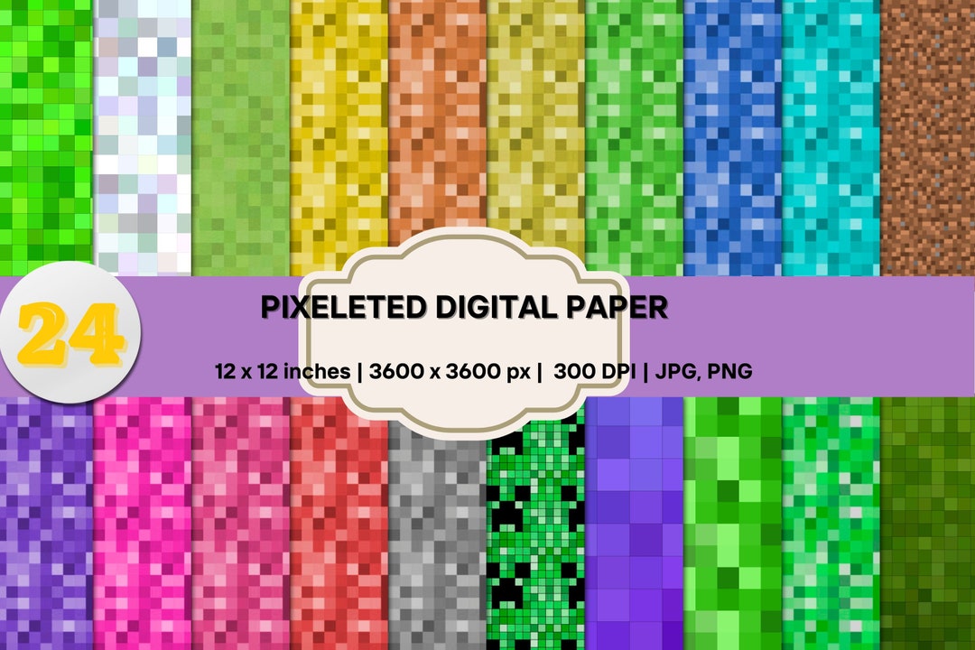 Pixel Digital Papers, Pixelated Papers, Mosaic Papers, Minecraft ...