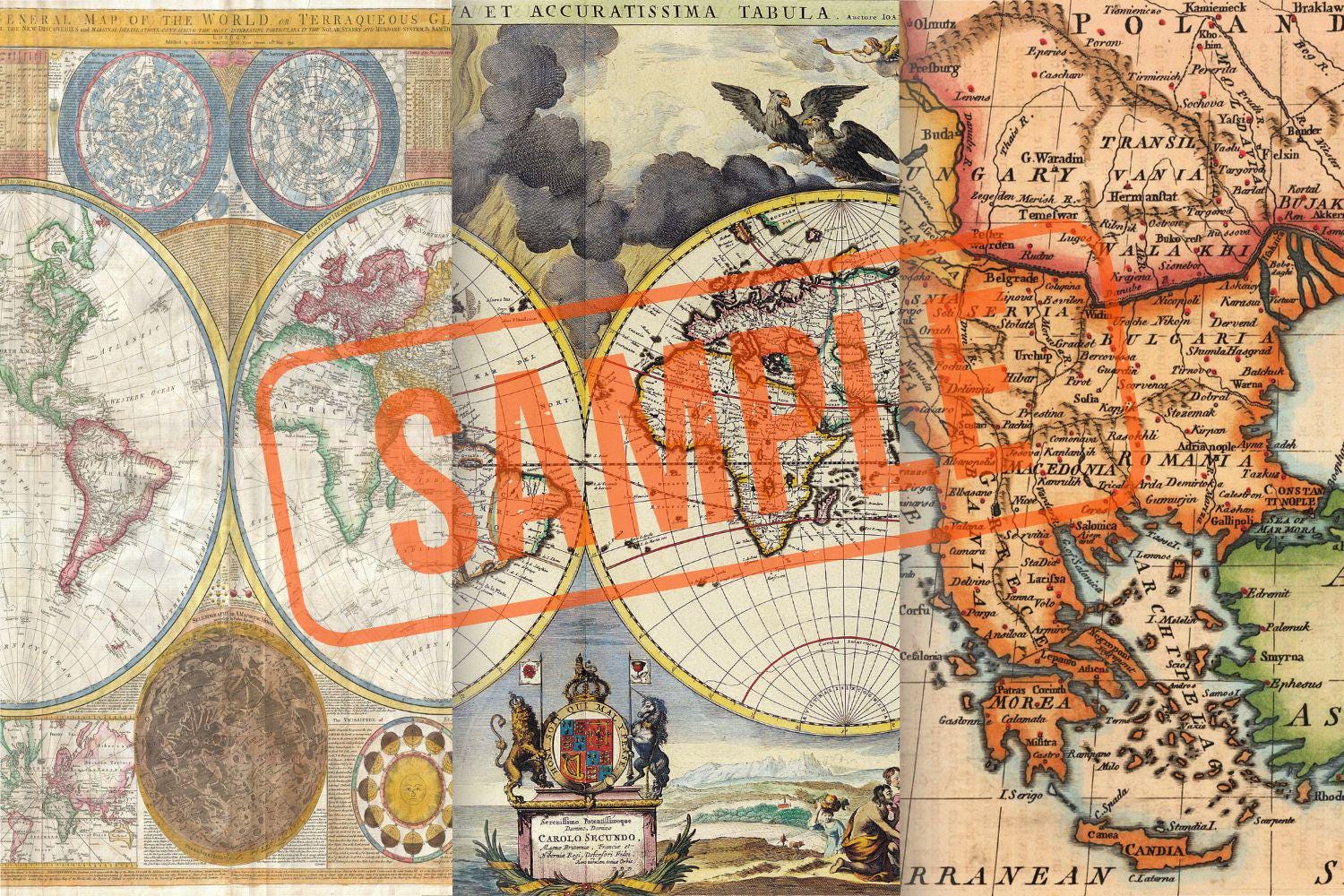 Old Maps Digital Papers, Old Maps Background, Old World Maps, Vintage ...