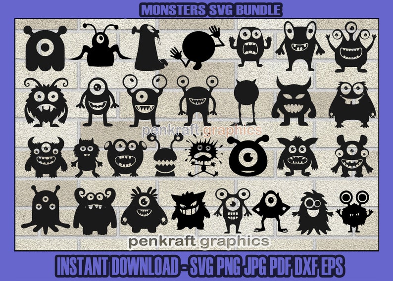 Monster Svg Bundle, Alien Monsters, Monster Silhouette, Monster Head ...