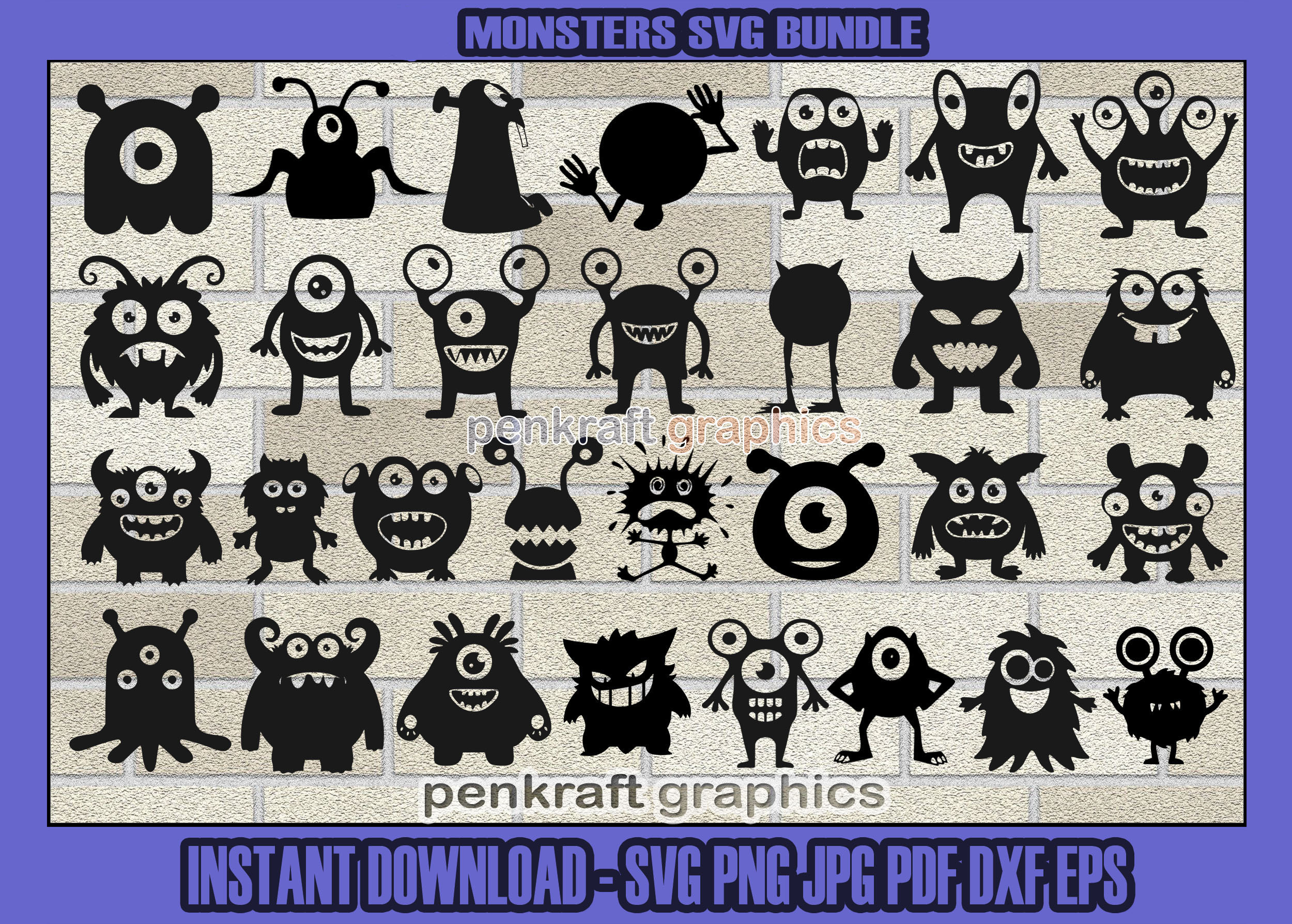 Monster Svg Bundle, Alien Monsters, Monster Silhouette, Monster Head ...