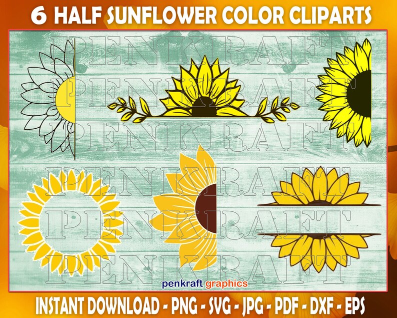 Half Sunflower Svg Split Sunflower Svg Sunflower Monogram - Etsy