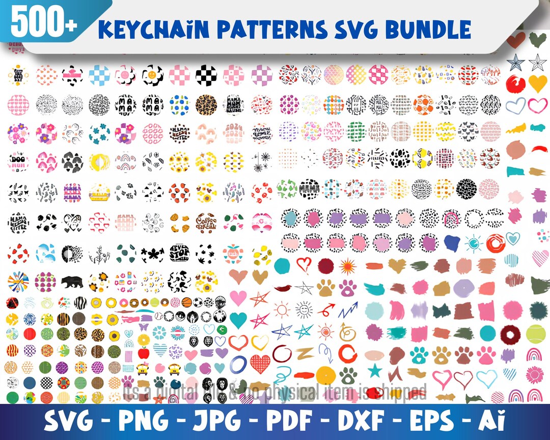 500 Key Chain Patterns Svg Bundle, Round Patterns, Heart Patterns ...