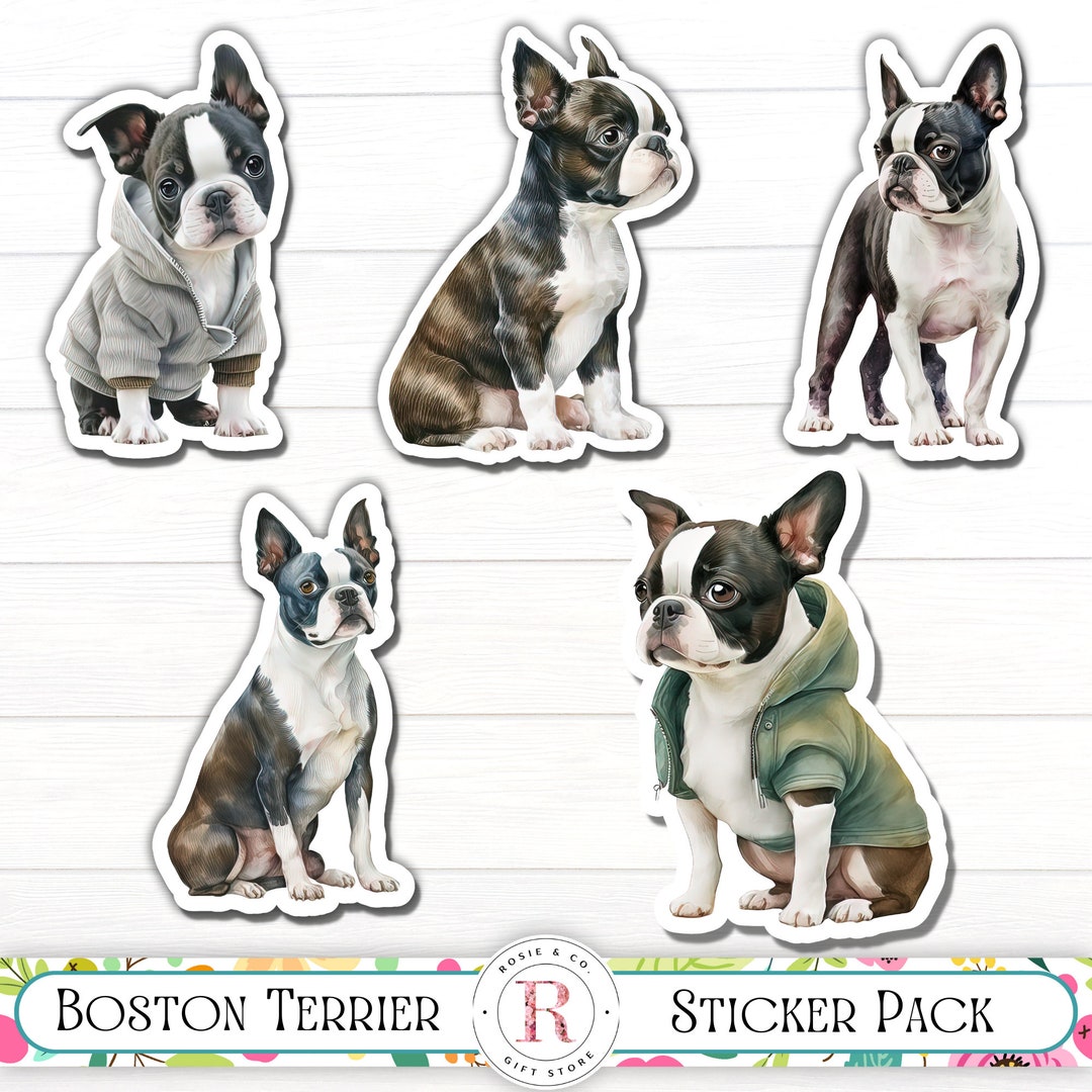 Boston Terrier Sticker Pack | 5 Stickers Included | Boston Terrier ...