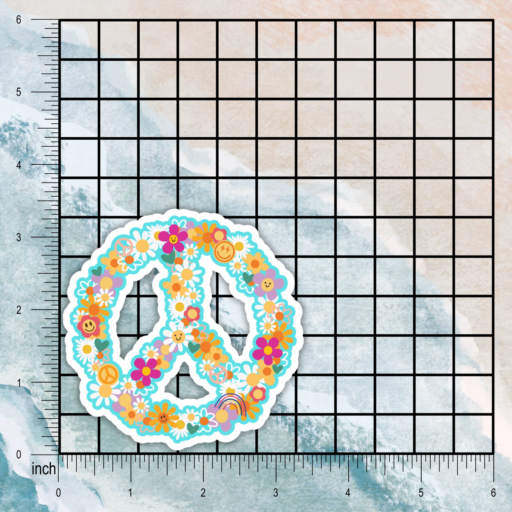 Peace Sign Sticker | Flower Peace Sign Sticker | Hippie | Boho | Peace ...