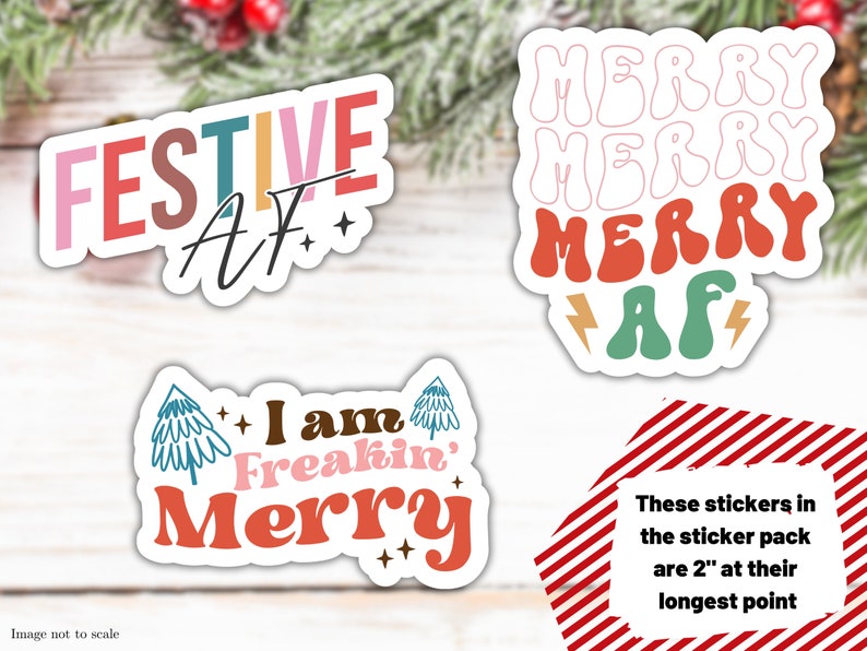 Funny Retro Christmas Sticker Pack Pack of 22 Stickers Christmas ...