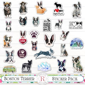 Boston Terrier Sticker Pack 27 Stickers Included Decal Sticker Boston ...