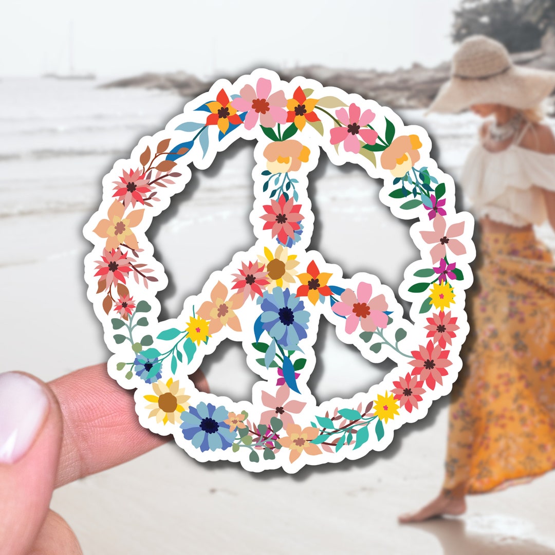Flower Peace Sign Sticker | Vinyl Sticker | Vinyl Decal | Die Cut ...