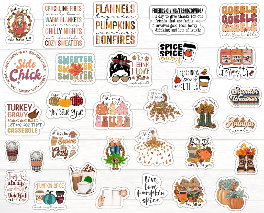 Fall Vibes Sticker Pack | Pack of 32 Stickers | Fall Sticker Set ...