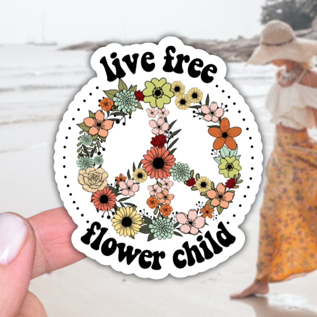 Peace Sign Sticker | Live Free Flower Child Sticker | Hippie | Boho ...