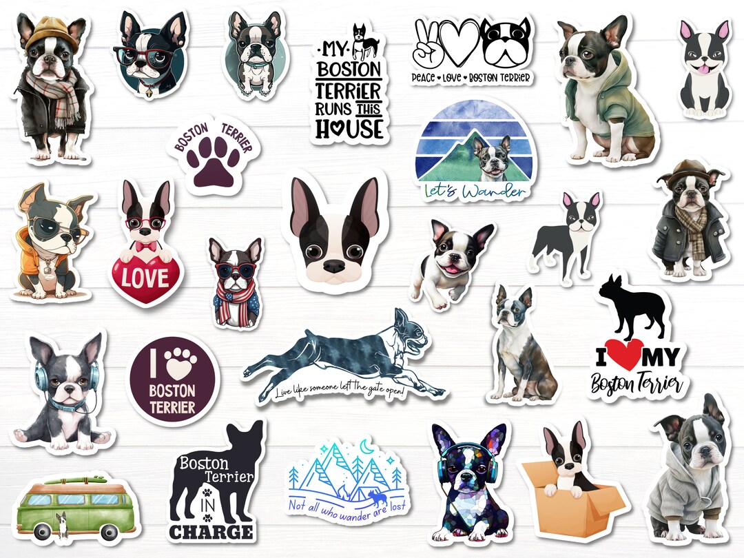 Boston Terrier Sticker Pack 27 Stickers Included Decal - Etsy