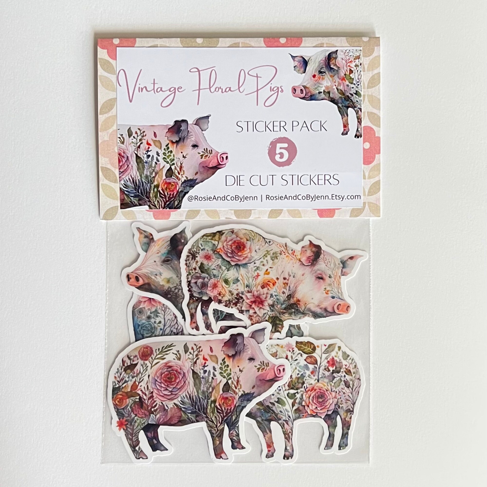 Vintage Floral Pig Stickers Decal Sticker Pig Sticker - Etsy