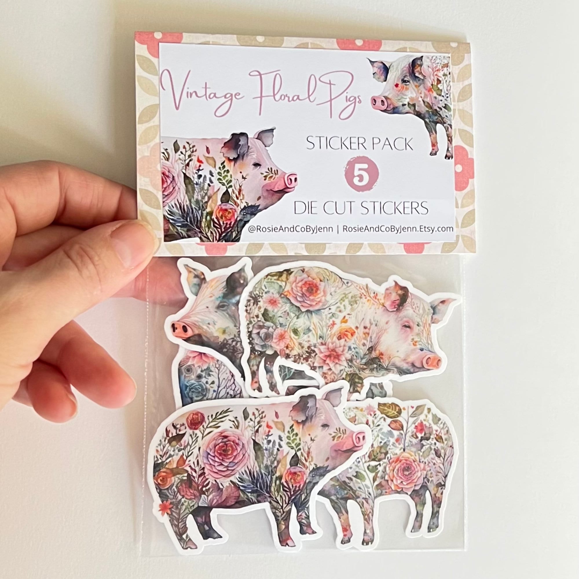 Vintage Floral Pig Stickers Decal Sticker Pig Sticker - Etsy