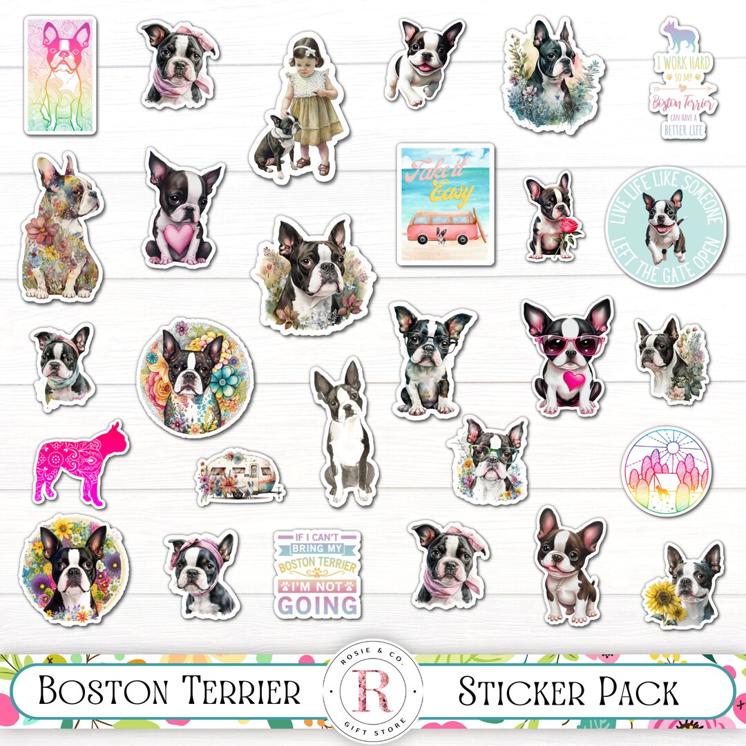Boston Terrier Sticker Pack | 27 Stickers Included | Decal | Sticker ...