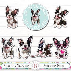Playful Boston Terriers Sticker Pack | Decal | Sticker | Boston Terrier ...
