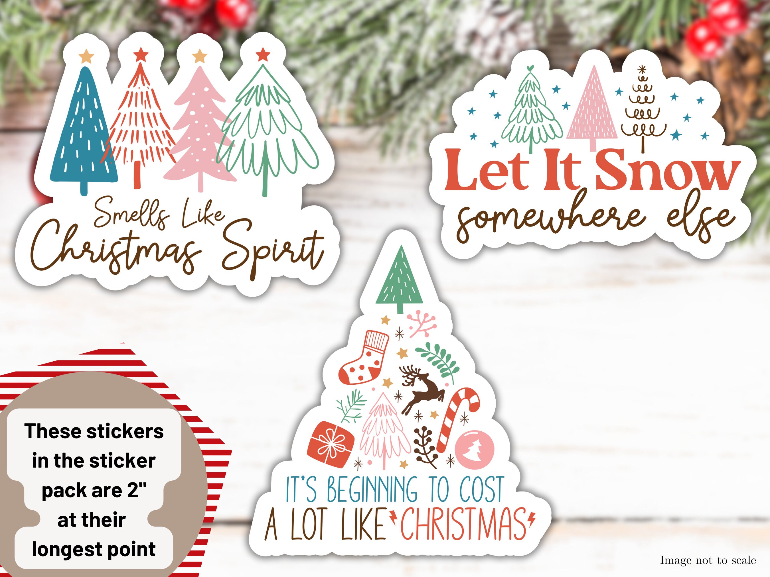 Funny Retro Christmas Sticker Pack Pack of 22 Stickers Christmas ...