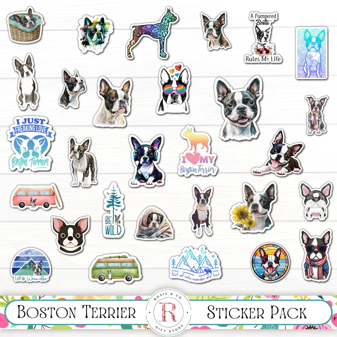 Boston Terrier Sticker Pack | 29 Stickers Included | Decal | Sticker ...