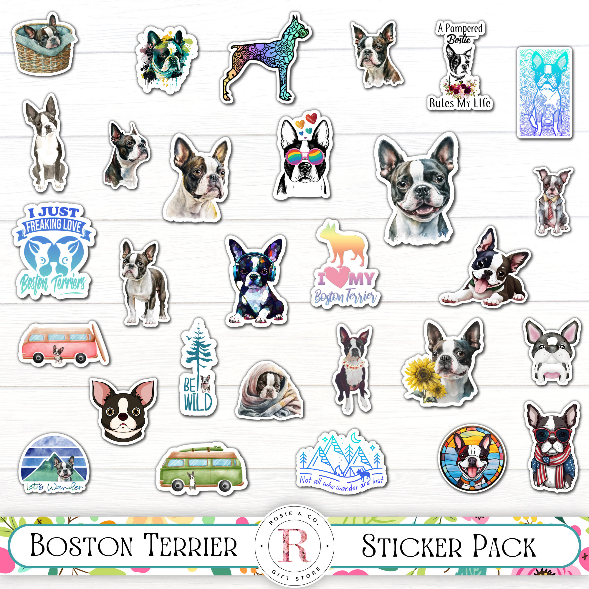 Boston Terrier Sticker Pack 29 Stickers Included Decal Sticker Boston ...