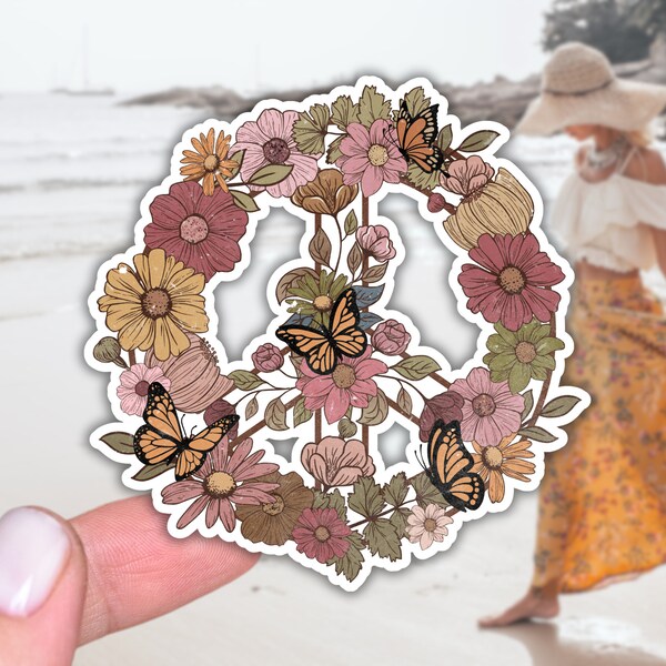 Peace Sign Sticker Live Free Flower Child Sticker Hippie Boho Peace ...