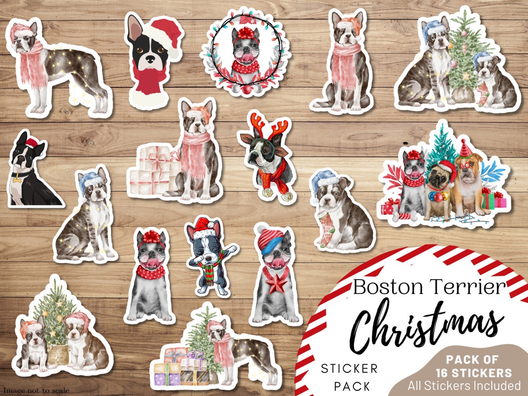 Boston Terrier Christmas Sticker Pack Pack of 16 Stickers - Etsy